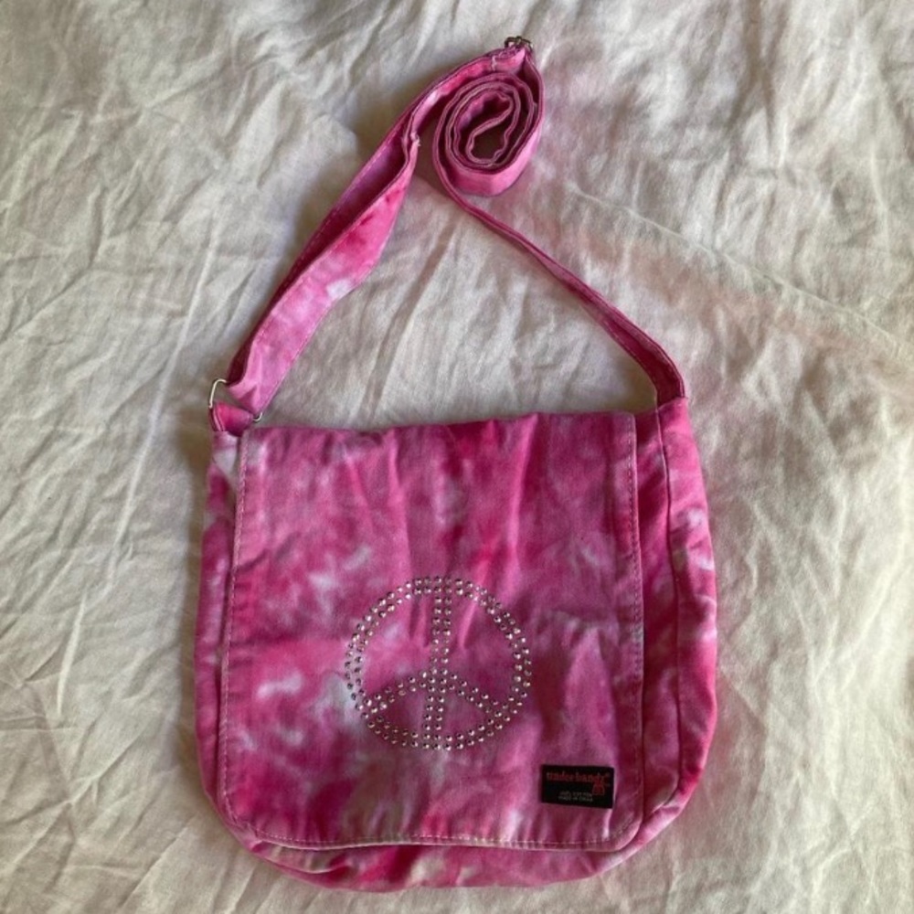 “Undie-Bandz” Y2k Pink Tie Dye Peace Sign Rhinestone … - Gem